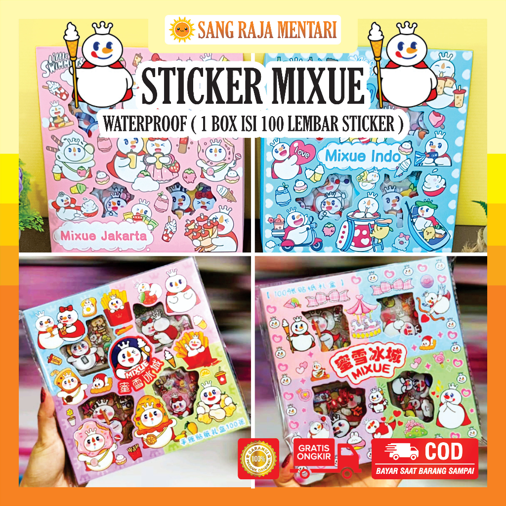 Jual Sticker Mixue Waterproof Dapat Box isi 100 Lembar | Stiker Estetik ...