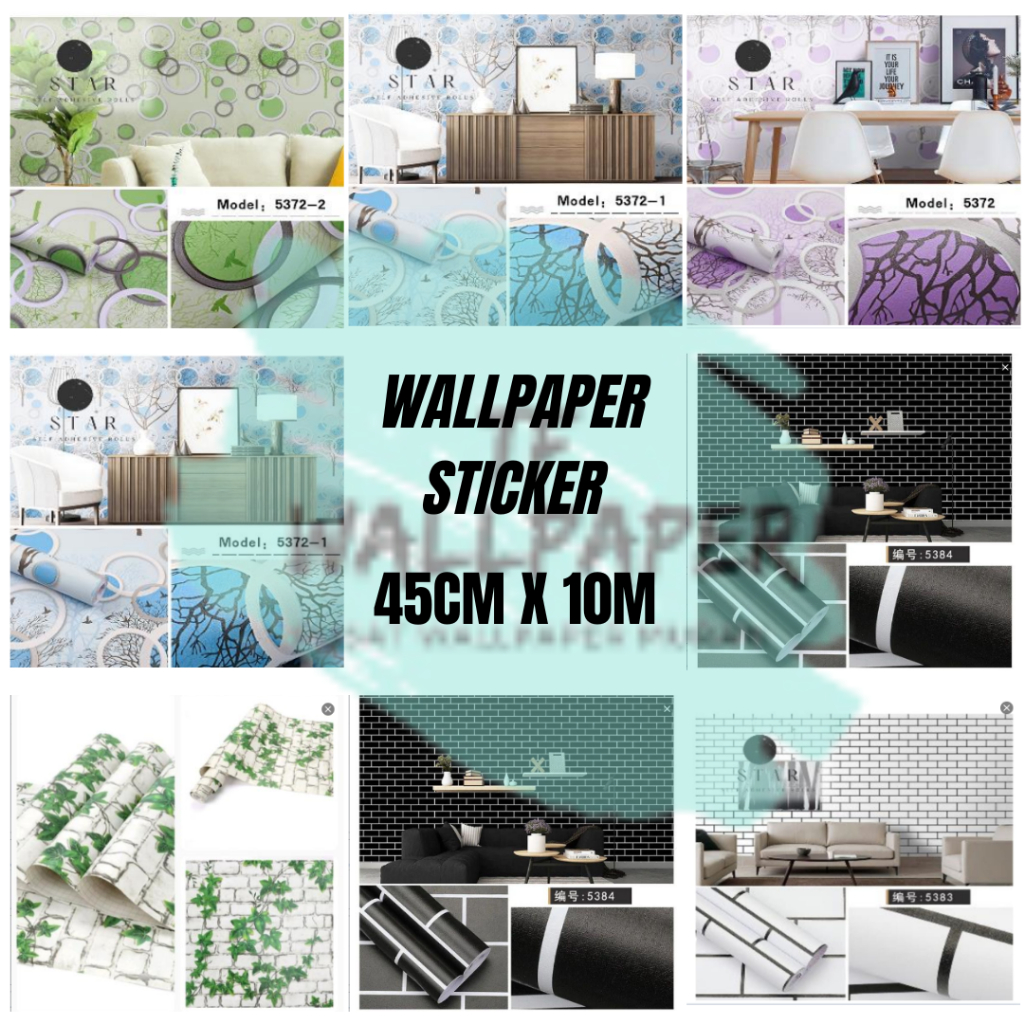 Jual [PROMO] WALLPAPER DINDING 10M X 45CM MOTIF BULAT POHON & BATA ...