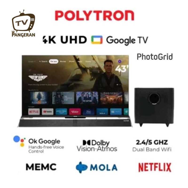 Jual Polytron PLD43BUG5959 Smart Google TV 43” 4K UHD With Soundbar ...