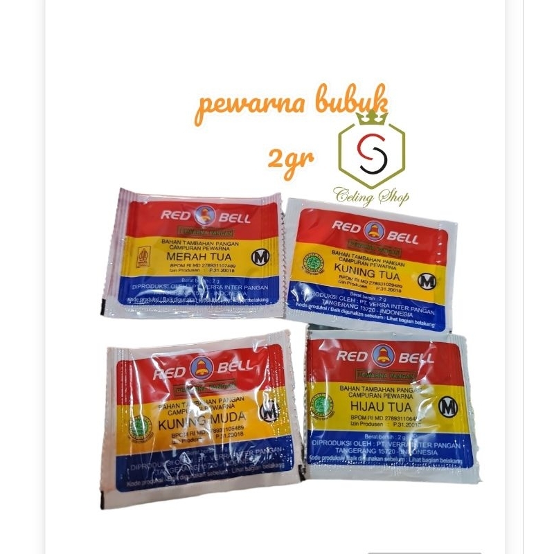 Jual pewarna BUBUK makanan Redbell Red bell sachet kuning tua / merah ...