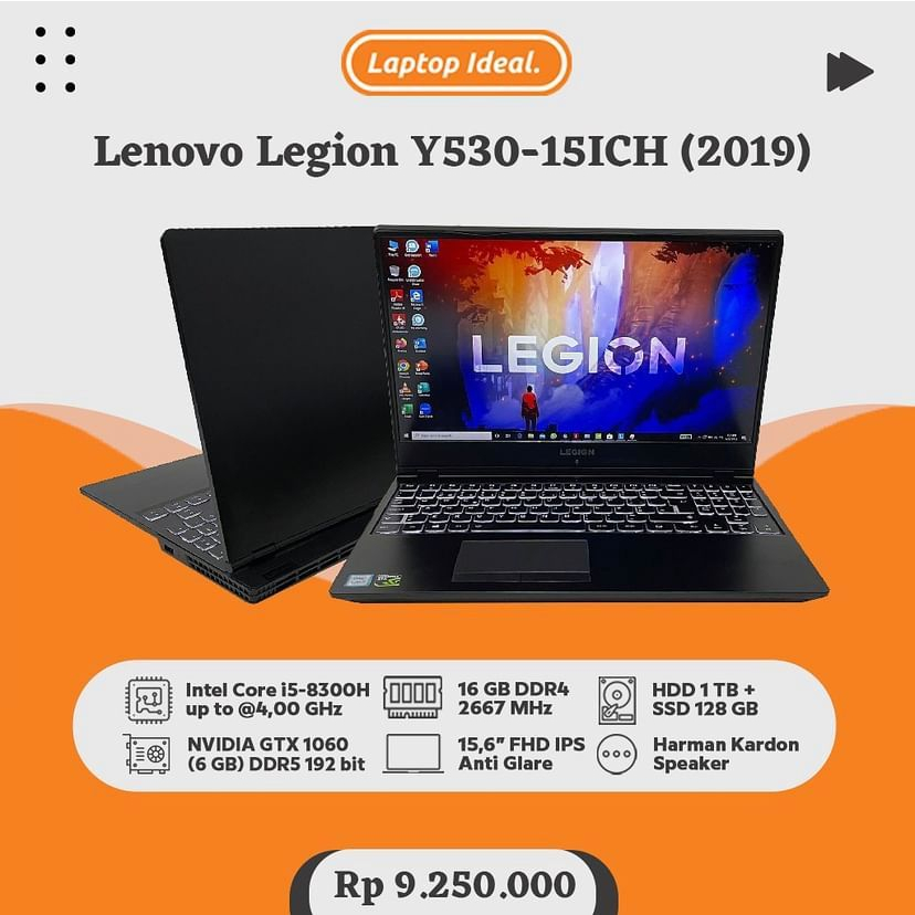 Jual Lenovo Legion Y530-15ICH (2019) GAMING i5 gen 8 RAM 16 GB SSD 128 GB+HDD 1 TB GTX 1060 6GB ...