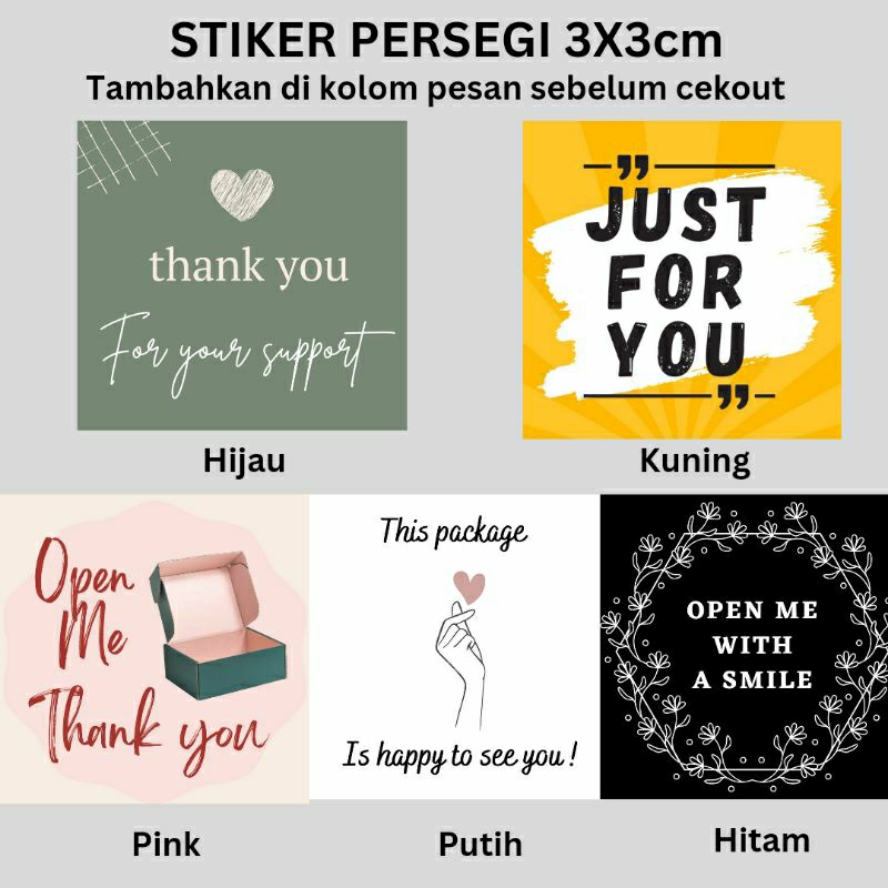 Jual Stiker Kotak Sticker Open Me Thankyou Label Segel Seal Box persegi ...