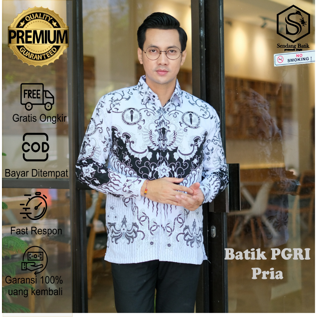 Jual SENDANG BATIK Seragam baju batik PGRI pria terbaru lengan panjang bahan sby lapis full ...