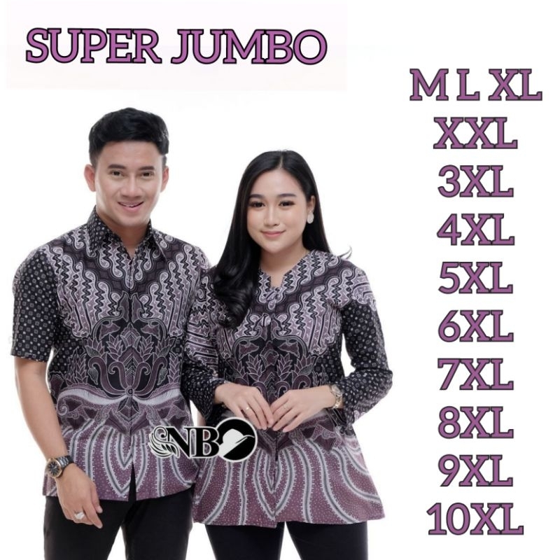 Jual Batik Couple Pasangan Jumbo Warna Ungu M-10XL Blouse Wanita Kemeja ...