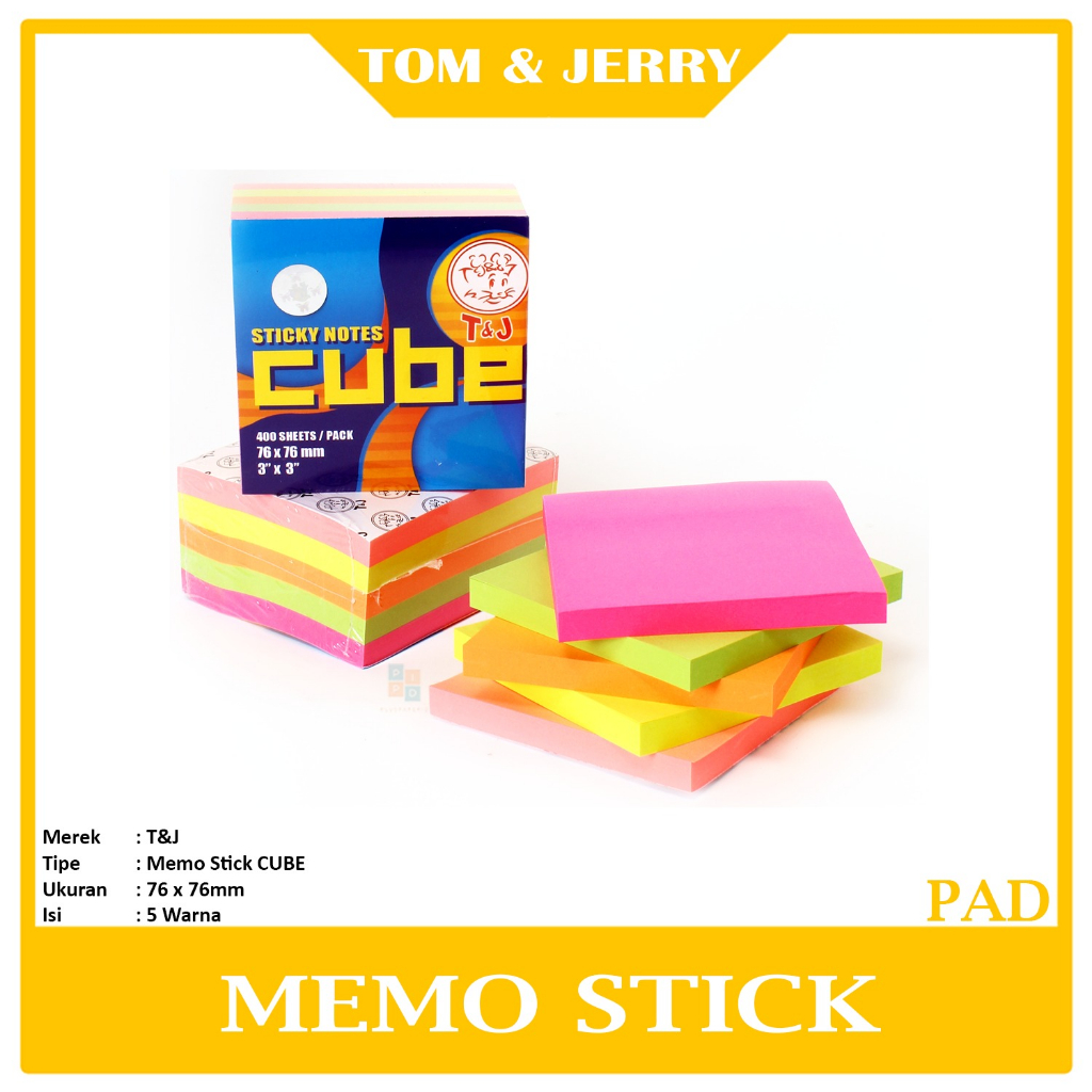 Jual TOM & JERRY - Sticky Notes Warna Cube 654 - Pad | Shopee Indonesia