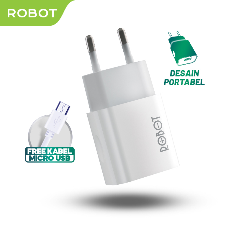 Jual [ FREE KABEL MICRO USB ] ROBOT Charger Single Port RT-L1 Kepala ...