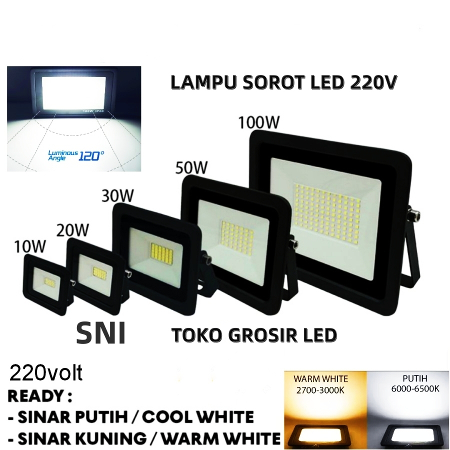 Jual Lampu Kap Sorot Led / Flood Lamp Led 220V /10w 20w 30w 50w 100w 200W Outdoor tembak ...