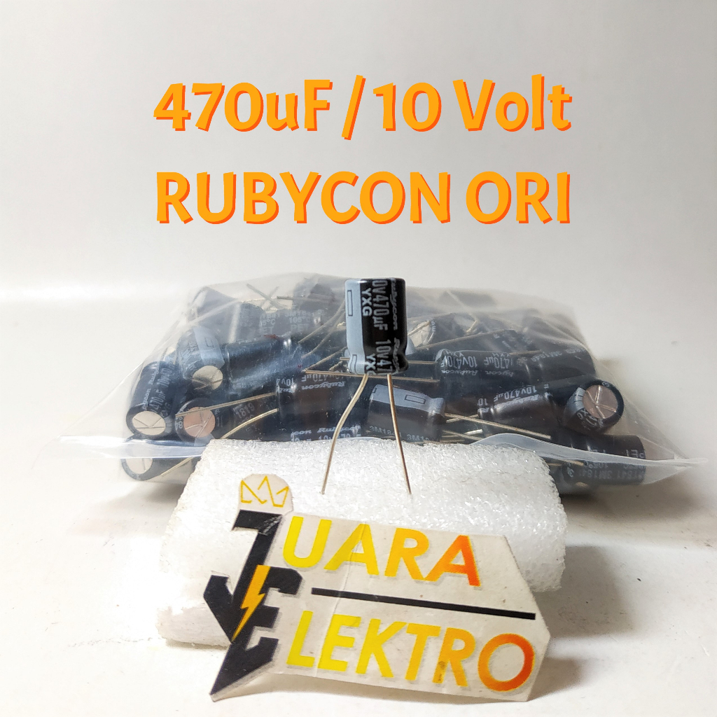 Jual KAPASITOR ELCO 470uF / 10V | Elko 470 uF/10 Volt (RUBYCON ORI) | Shopee Indonesia