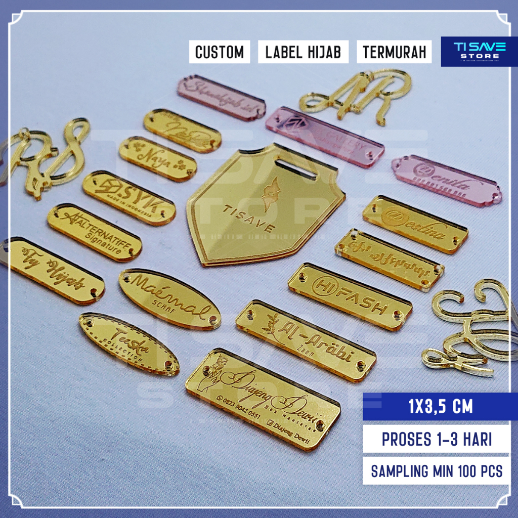 Jual Label Akrilik Label Hijab Jilbab Termurah - 1x3,5 cm | Shopee ...