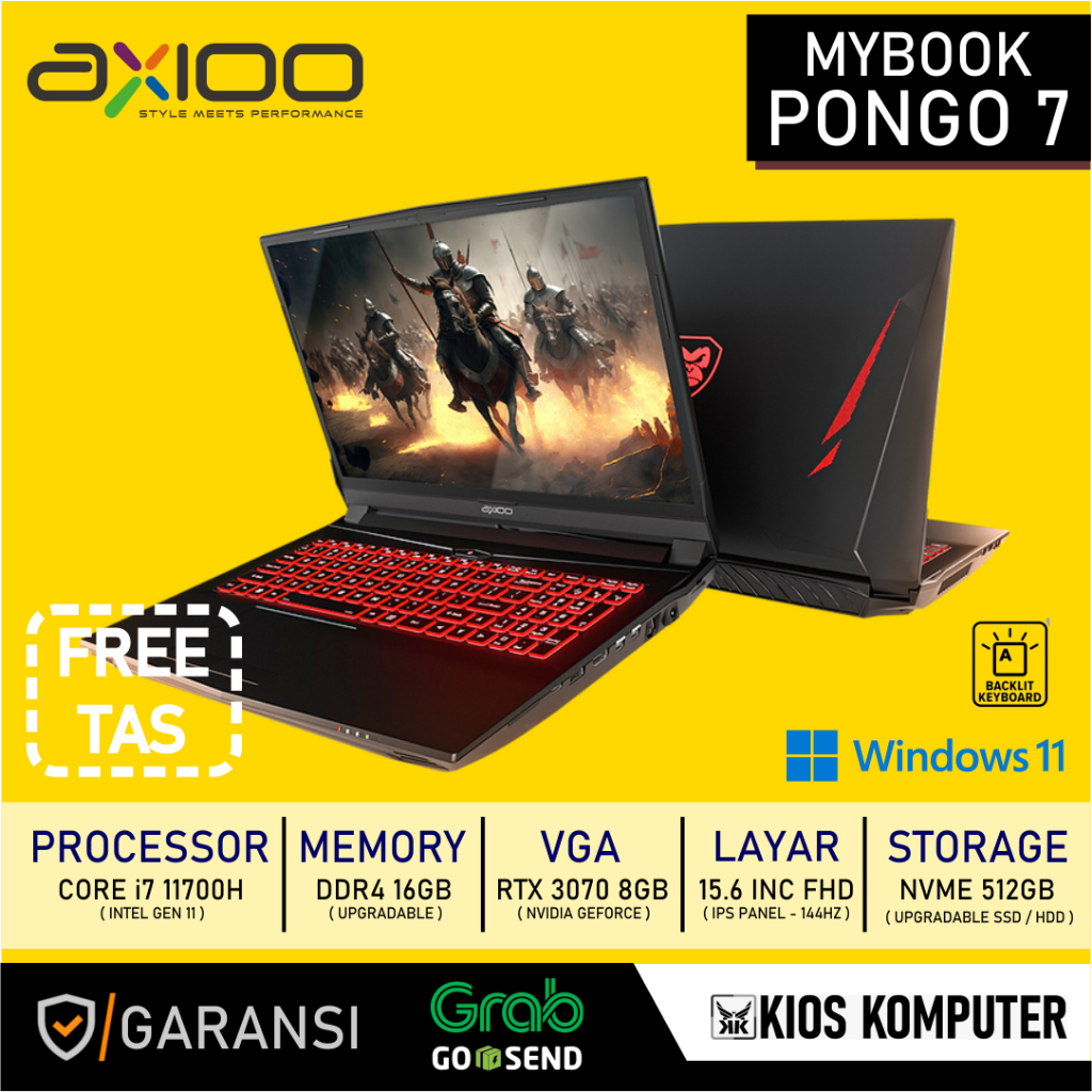 Jual AXIOO PONGO 7 CORE i7 11700 16GB RAM 512GB NVME RTX 3070 8GB 15.6 ...
