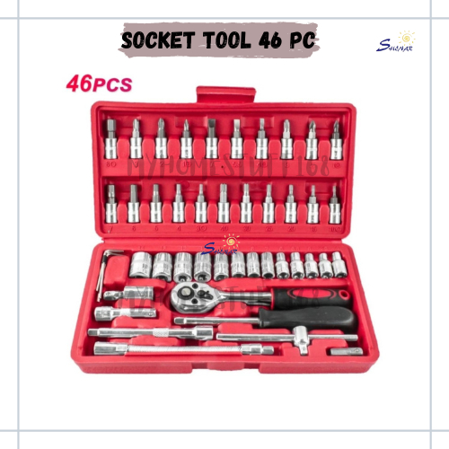 Jual ALAT KUNCI TOOLS 46 PCS SOCKET WRENCH PAS SOCKET SET 1/4 CAR ...