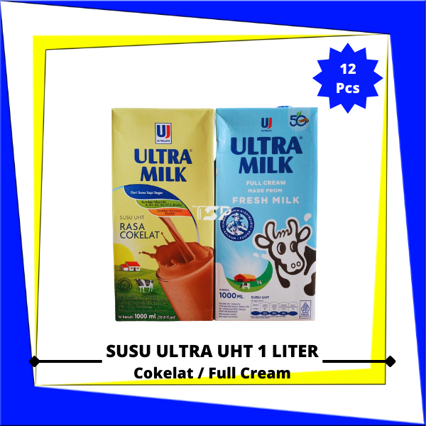 Jual ULTRA Susu UHT 1 Liter (Cokelat / Fullcream / Lowfat) | Shopee ...