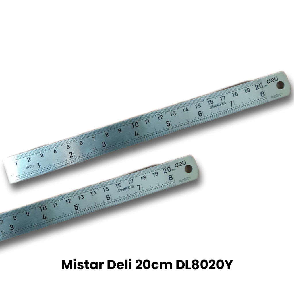 Jual Penggaris Mistar Besi 20 cm Tebal DELI Steel Ruler anti karat | Shopee Indonesia