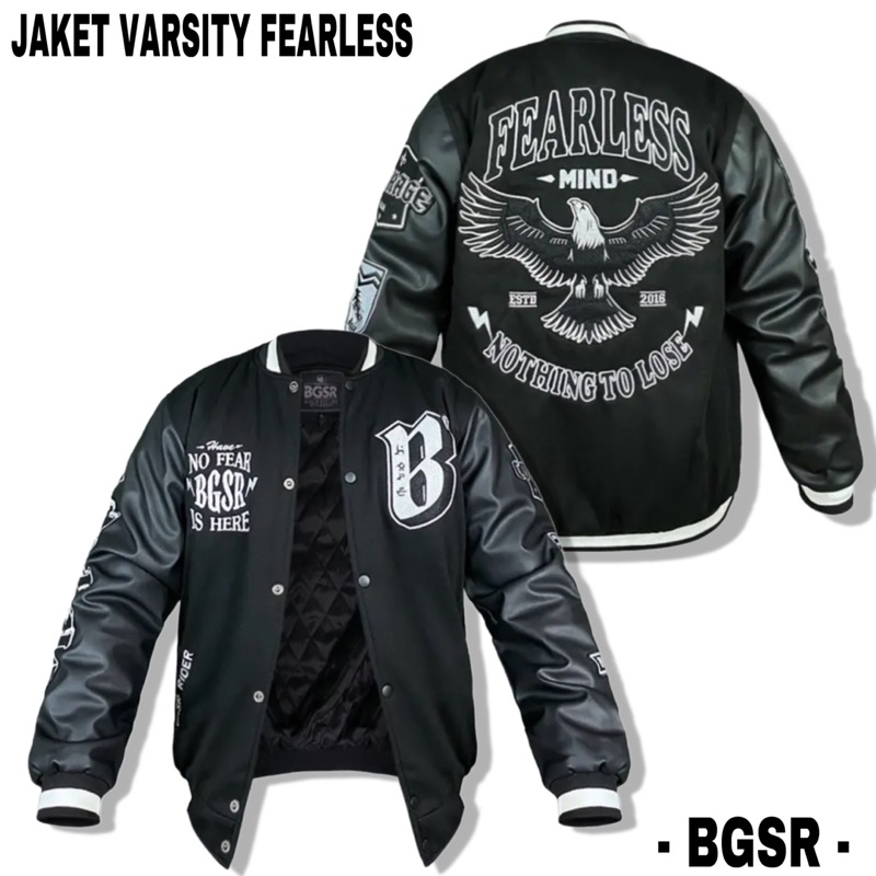 Jual Jaket vintage varsity baseball fearless bgsr unisex pria dan wanita high quality premium ...