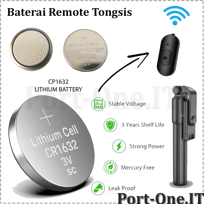 Jual Baterai Remote Tongsis R1 CR 1632 Baterai Kancing Lithium 3V ...