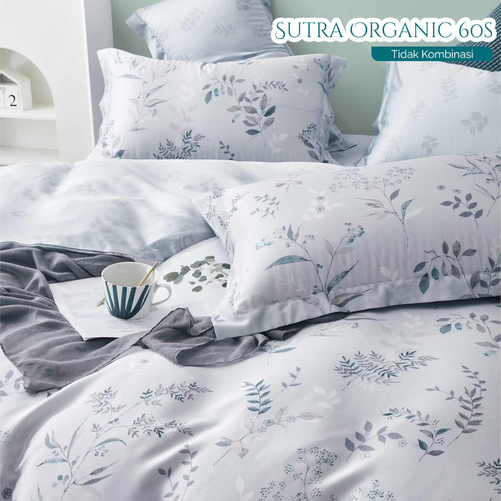 Jual BEDCOVER SUTRA ORGANIC 60S MOTIF BUNGA MINIMALIS BED COVER SUTRA ...