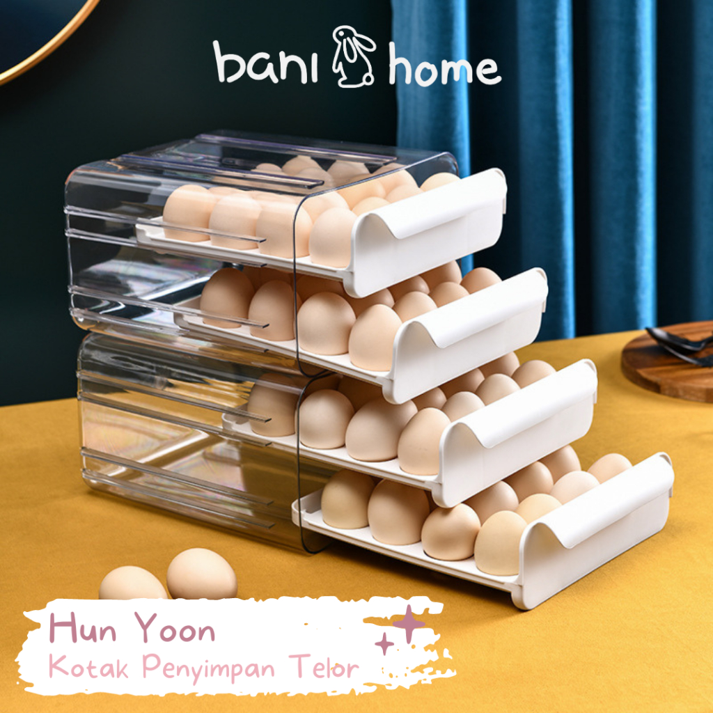 Jual BANI - HUN YOON Wadah Tingkat Egg Estetis Storage Holder Telor ...