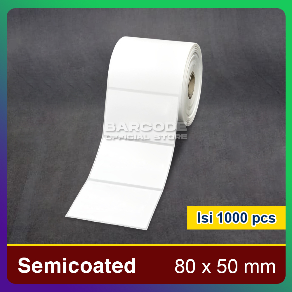 Jual Kertas Stiker Semicoat 80 x 50mm Label Printer Barcode 1 Line Isi 1000 Pcs | Shopee Indonesia