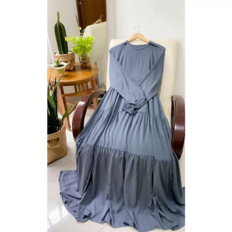 Jual Jesica Dress / hanum dress rayon premium ori terbaru / gamis polos hitam bahan rayon adem ...