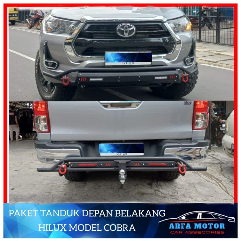 Jual Paket Tanduk Depan Belakang Hilux Model Cobra Besi Bumper Depan ...