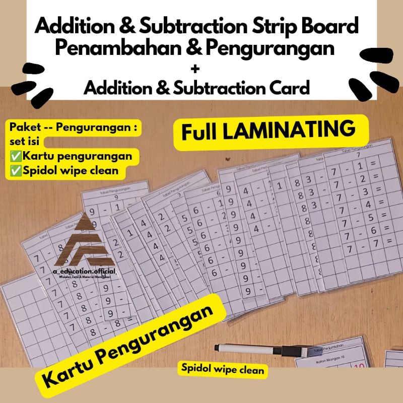Jual Addition and Subtraction Strip Board Montessori papan Penambahan ...