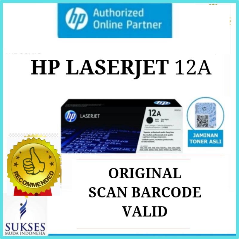 Jual Toner Hp Laserjet 12a original black (Q2612A) cartridge | Shopee Indonesia