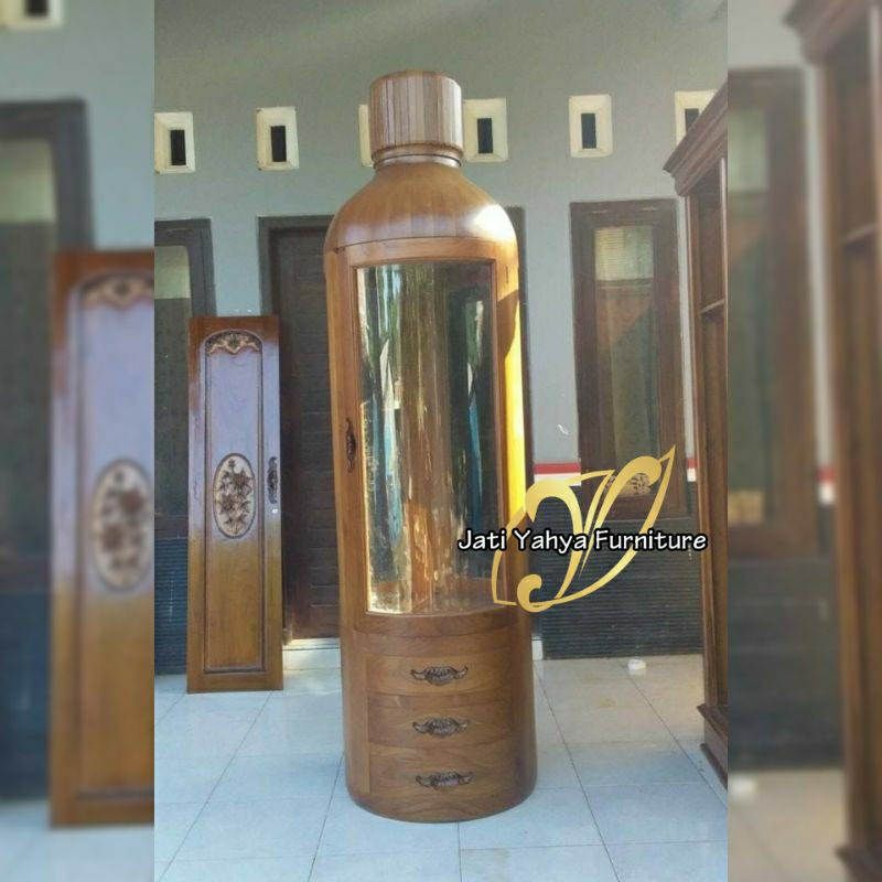 Jual Lemari botol hias full jati grade A tpk perhutani | Shopee Indonesia