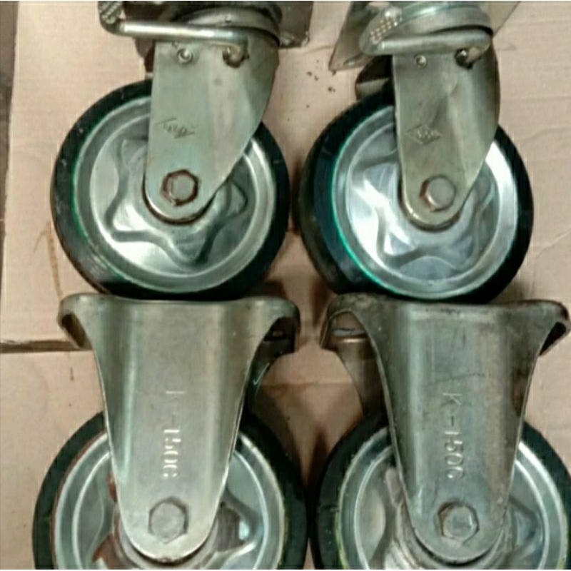 Jual 1 set roda troli 6 inch pu hijau endo high quality | Shopee Indonesia