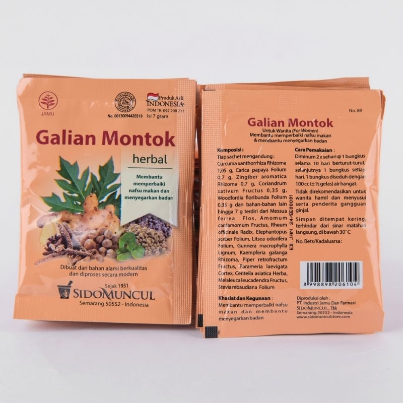 Jual Jamu Serbuk Galian Montok - Sidomuncul ( 1 Pack Isi 10 Sachet ...