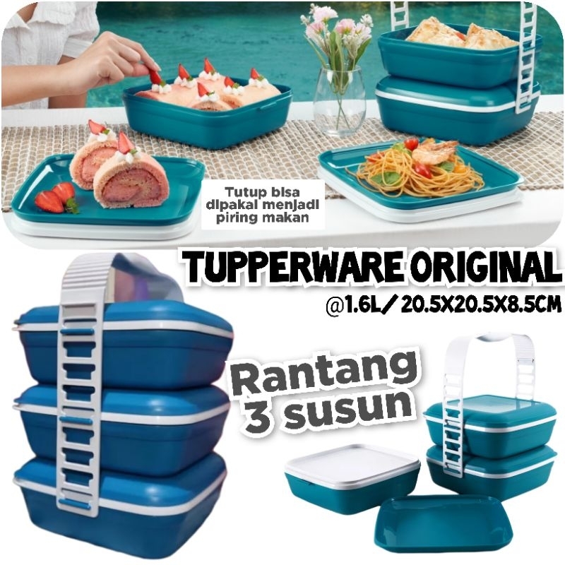Jual Tupperware Rantang Set Wadah Piknik Memyimpan Nasi Lauk Roti Sayur ...