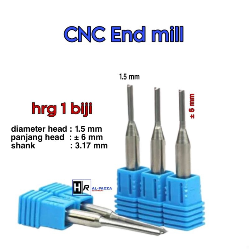 Jual 1 biji mata bor Endmill 2F Lurus 1.5 mm Carbide straight end mill ...