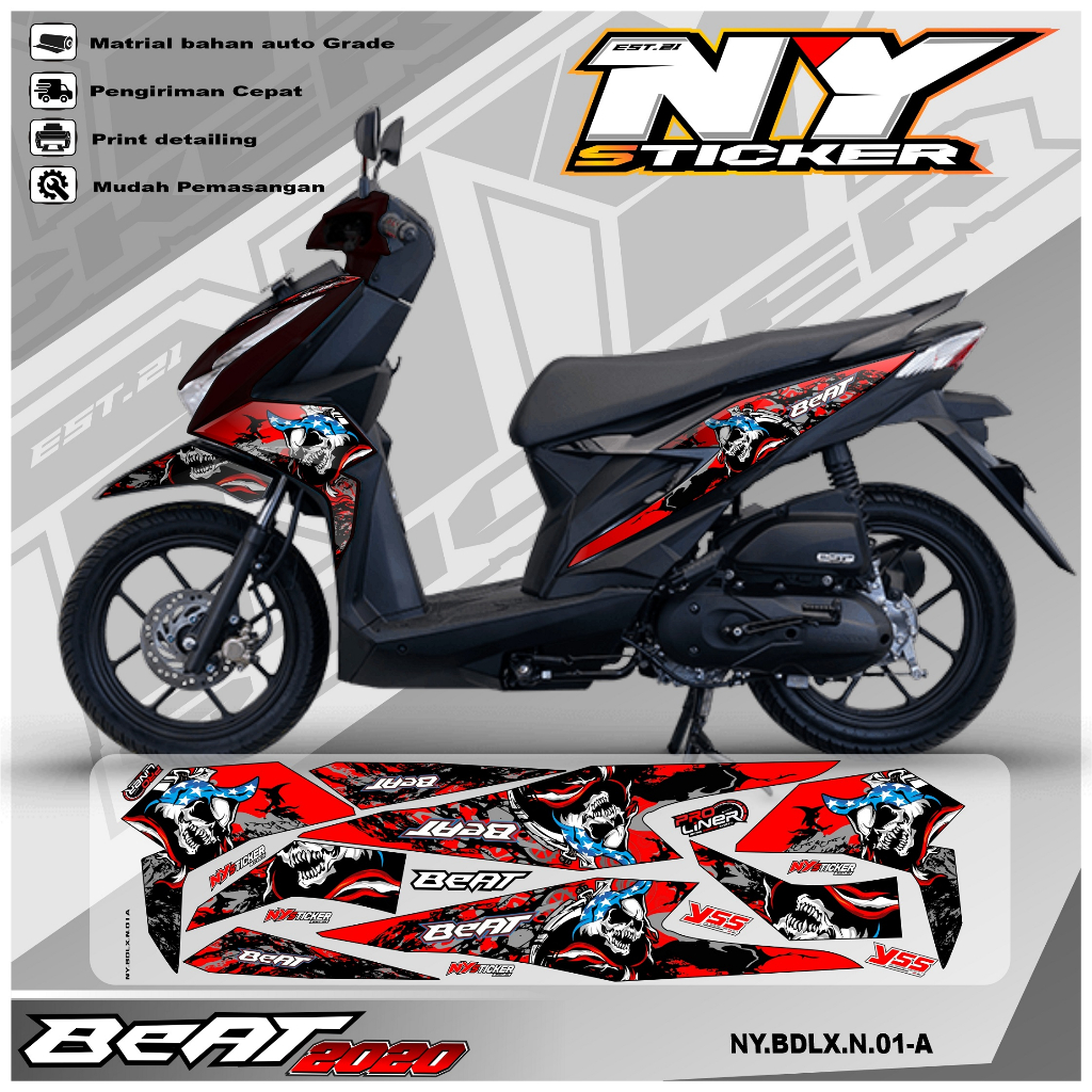 Jual Stiker Honda Beat Deluxe 2020 - Stiker Striping Variasi Lis Beat ...