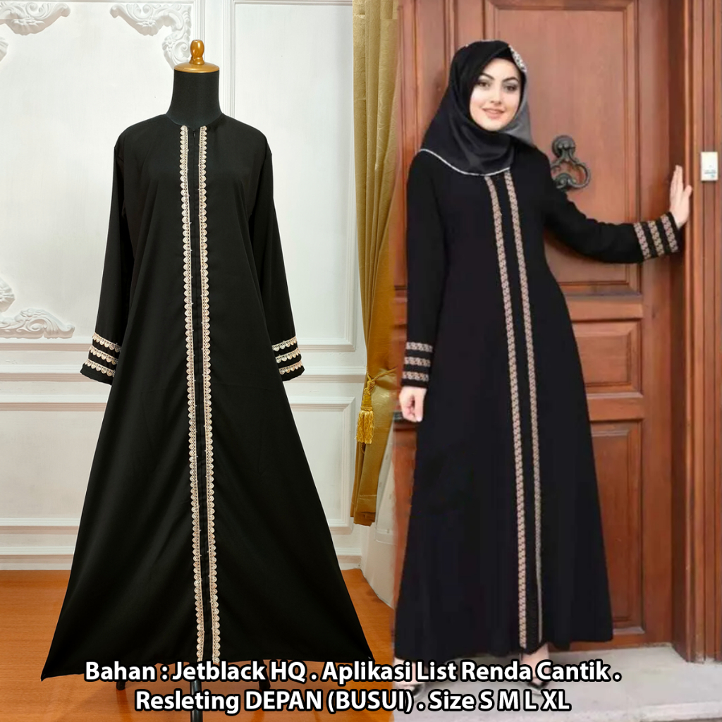 Jual Gamis Hitam Motif Gamis Ibu Ibu Abaya Jetblack Gamis Arab Baju ...