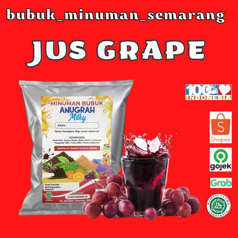 Jual Bubuk Minuman Jus Grape Anggur 1kg | Shopee Indonesia