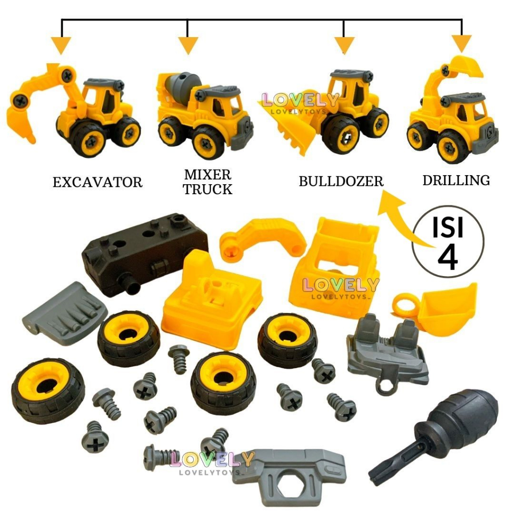 Jual mainan mobil bongkar pasang Diy mobil rakit truk truck konstruksi ...