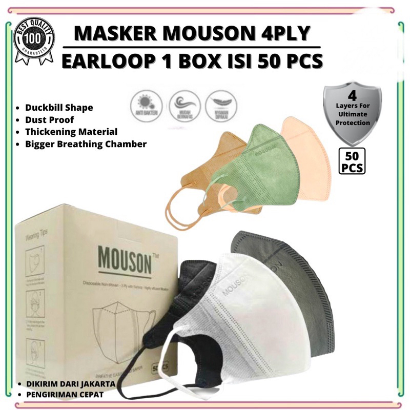 Jual Masker Duckbill Mouson 4PLY (50pcs) | Shopee Indonesia