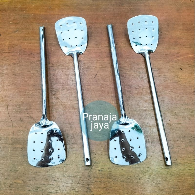 Jual Spatula Full Stainless Sutil Sotil Sodet Lubang Tebal | Shopee ...