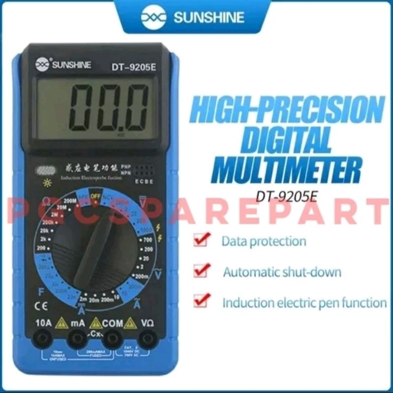 Jual Digital Multimeter Avometer Sunshine DT-9205E Multitester | Shopee ...