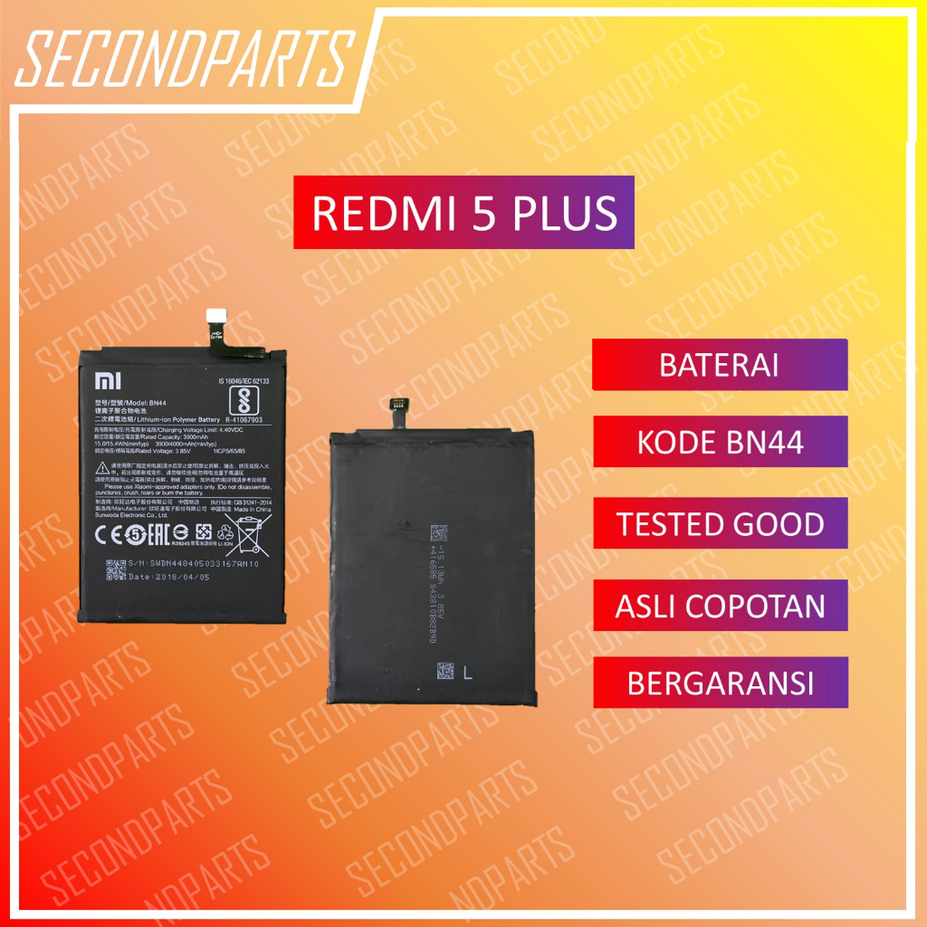 Jual BATERAI BATREI BATTERY BN44 REDMI 5 PLUS ORIGINAL COPOTAN | Shopee ...