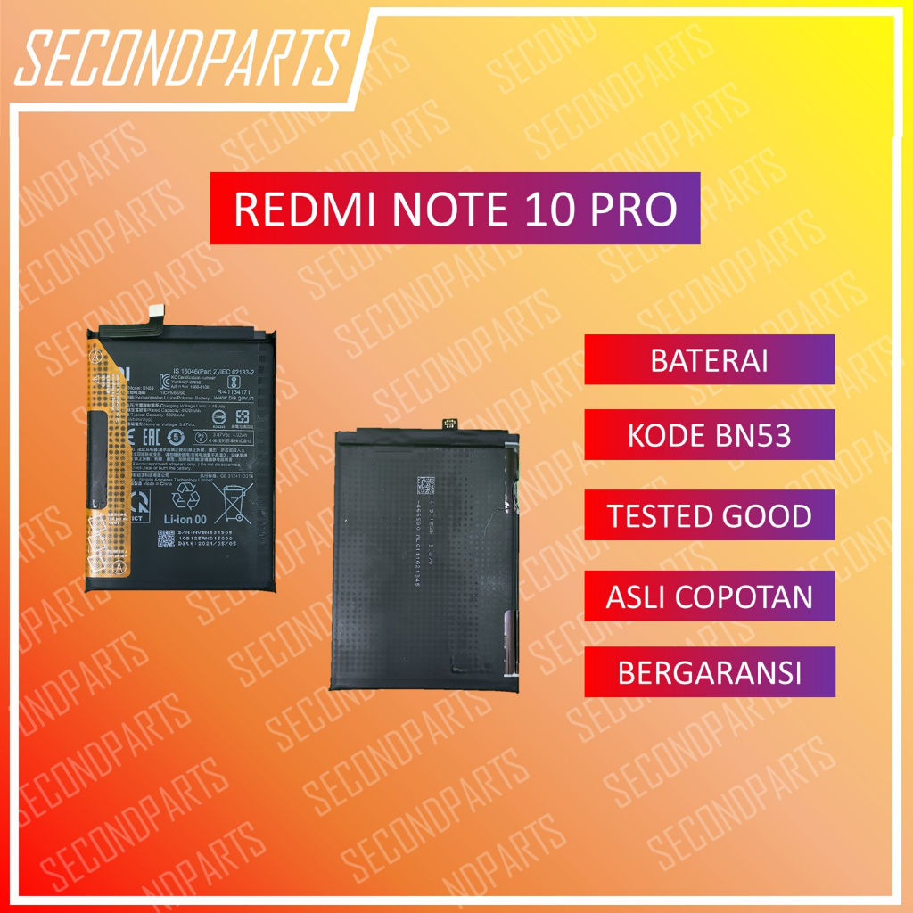 Jual BATERAI BATRE BATTERY BN53 REDMI NOTE 9 PRO / REDMI NOTE 10 PRO ...