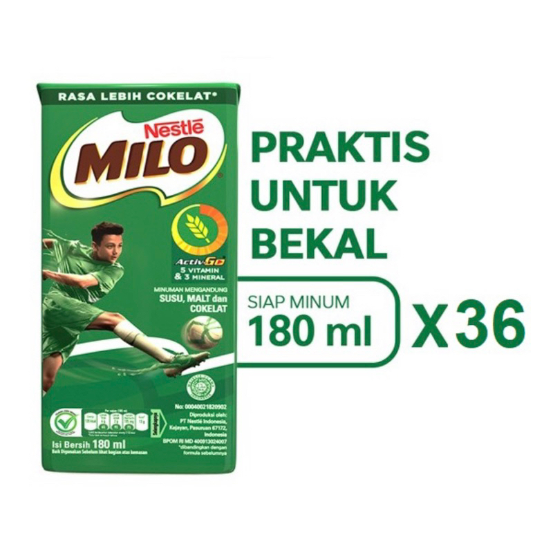 Jual SUSU MILO UHT 180ml KARTONAN ISI 36 PCS | Shopee Indonesia