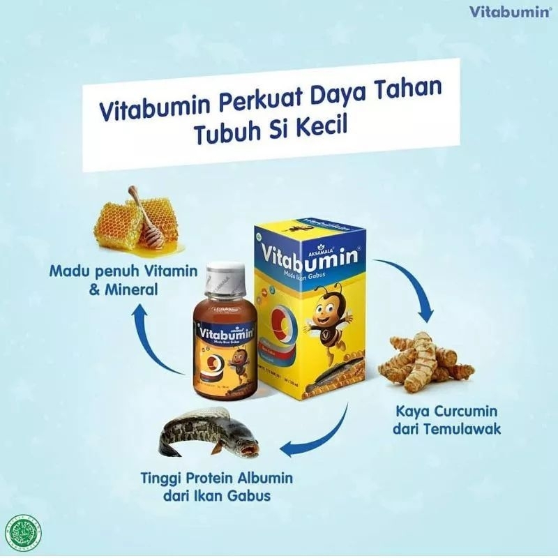 Jual Vitabumin Madu Ikan Gabus 60ml 130ml Penambah Nafsu Makan Anak Vitamin Anak | Shopee Indonesia
