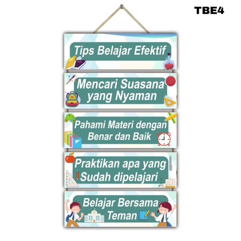 Jual COD☑️ Hiasan dinding edukasi BIG SIZE 30x50 cm TIPS BELAJAR EFEKTIF 5 susun gantungan ...