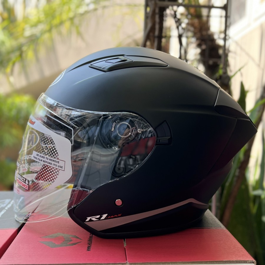 Jual HELM NHK R1 Max Solid Black Doff HALF FACE | Shopee Indonesia