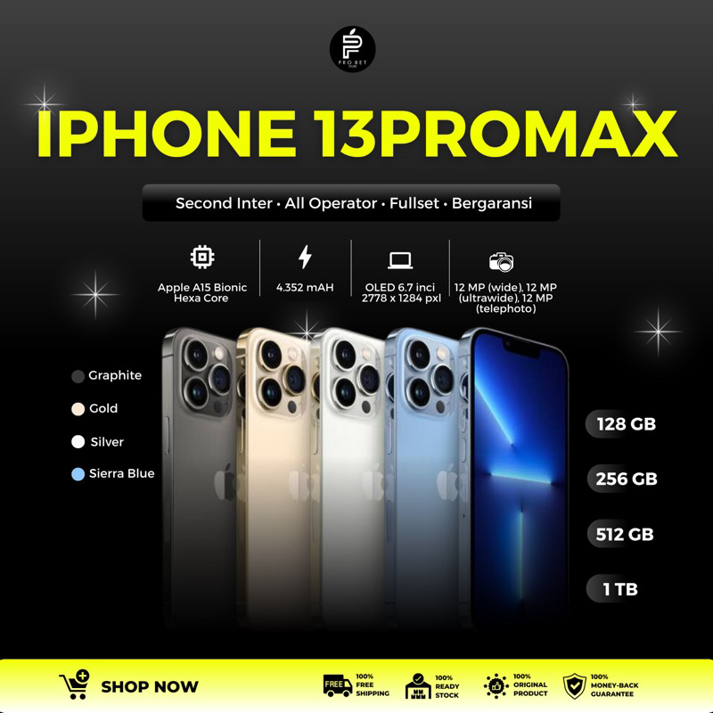Jual IPHONE SECOND 13 PROMAX 128GB / 256GB / 512GB FULLSET LIKE NEW | Shopee Indonesia