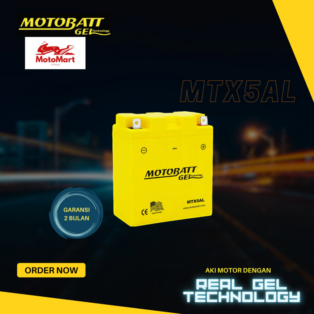 Jual Motobatt Gel MTX5AL HONDA Supra 100 Series / HONDA Astrea Grand ...