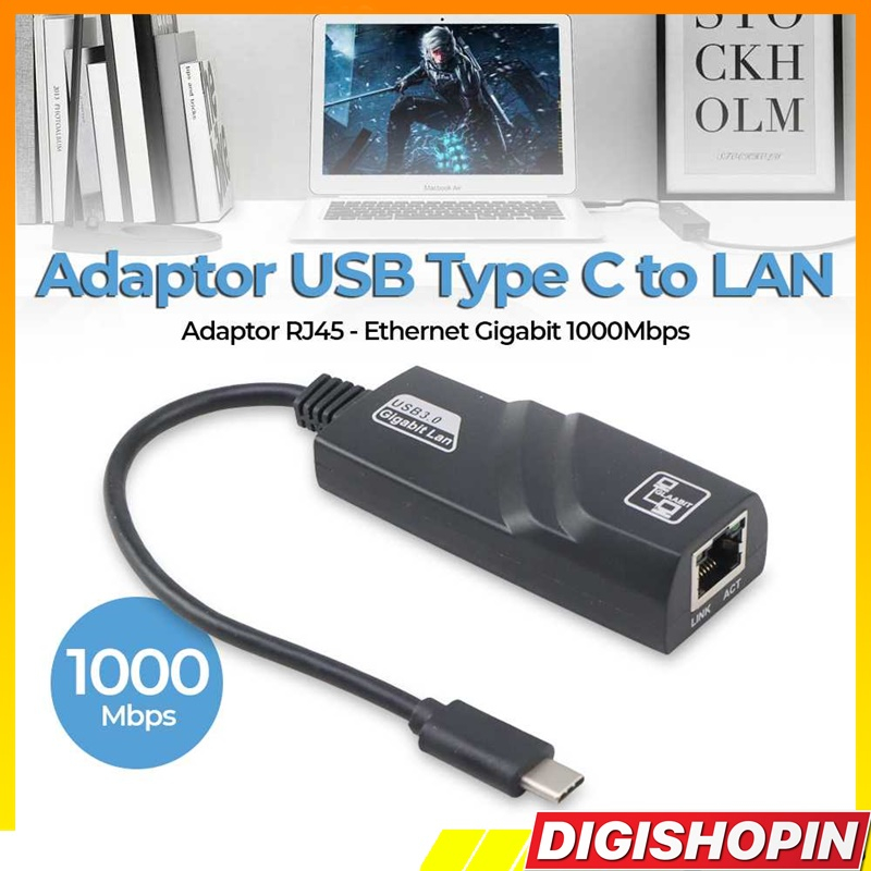 Jual Converter Type C Ke RJ45 Ethernet LAN Adapter 1000Mbps Adapter ...