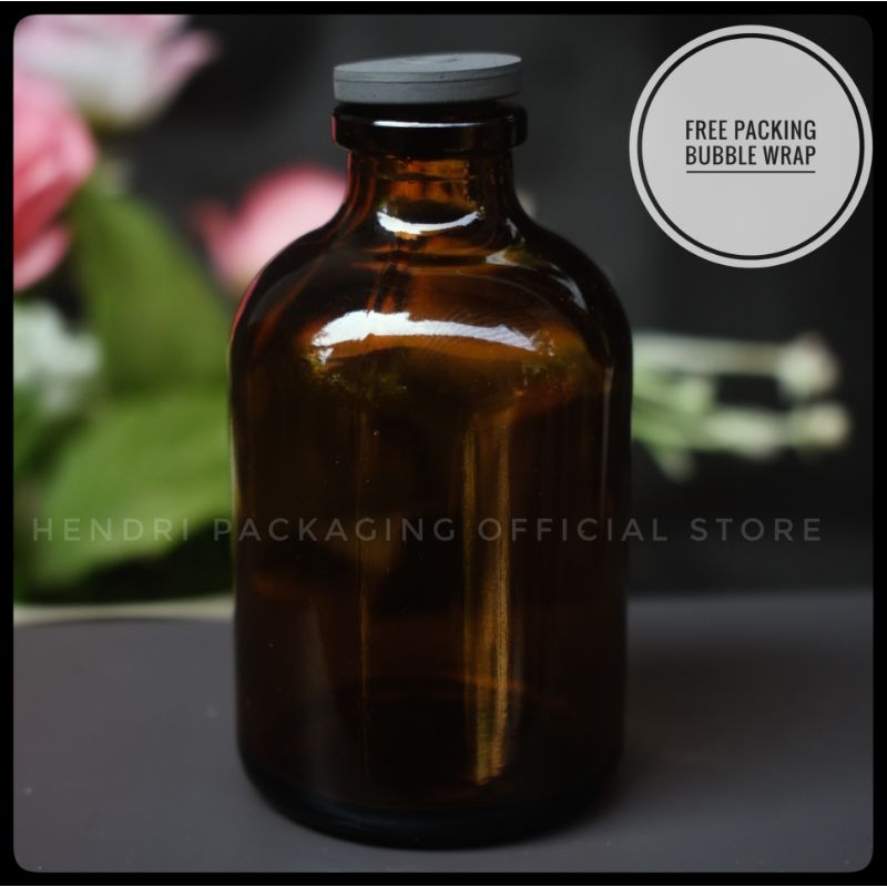 Jual Botol Kaca Vial Amber 50ml Tutup Karet Kedap Udara | Shopee Indonesia