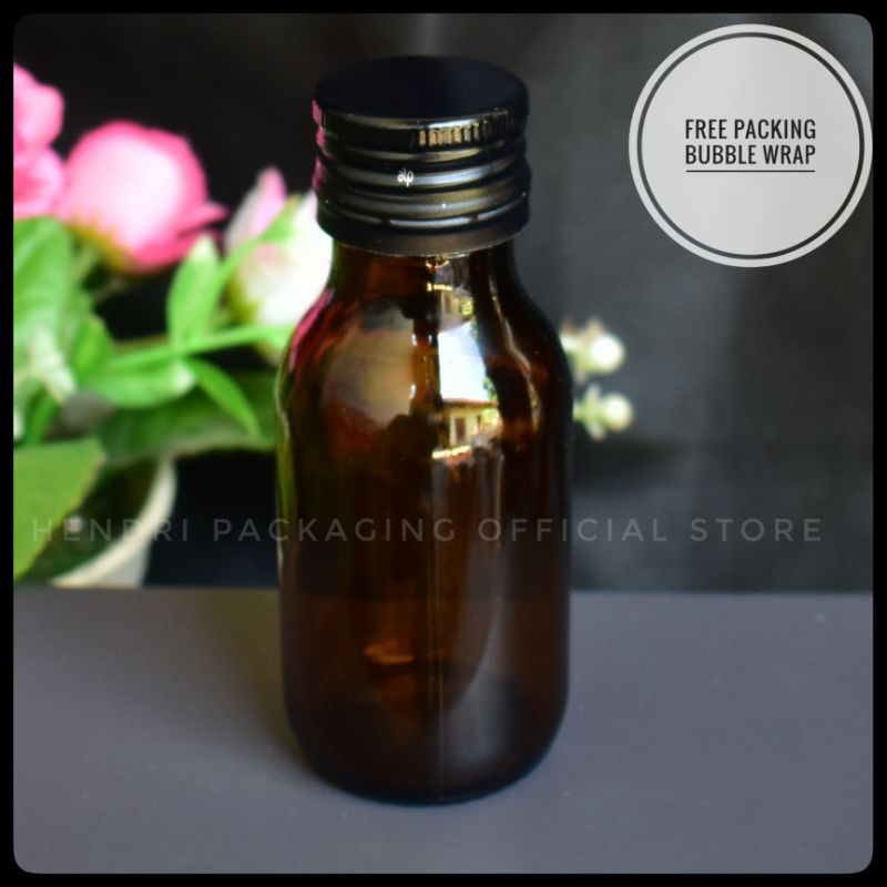 Jual Botol Kaca Amber 60ml Tutup Aluminium Hitam | Shopee Indonesia