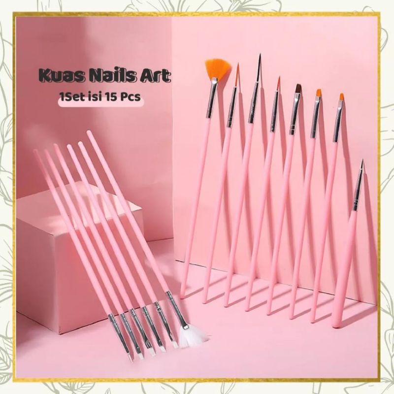 Jual Kuas Nail Art 15in1 Nail art Tools Liner Drawing Brush Manicure ...